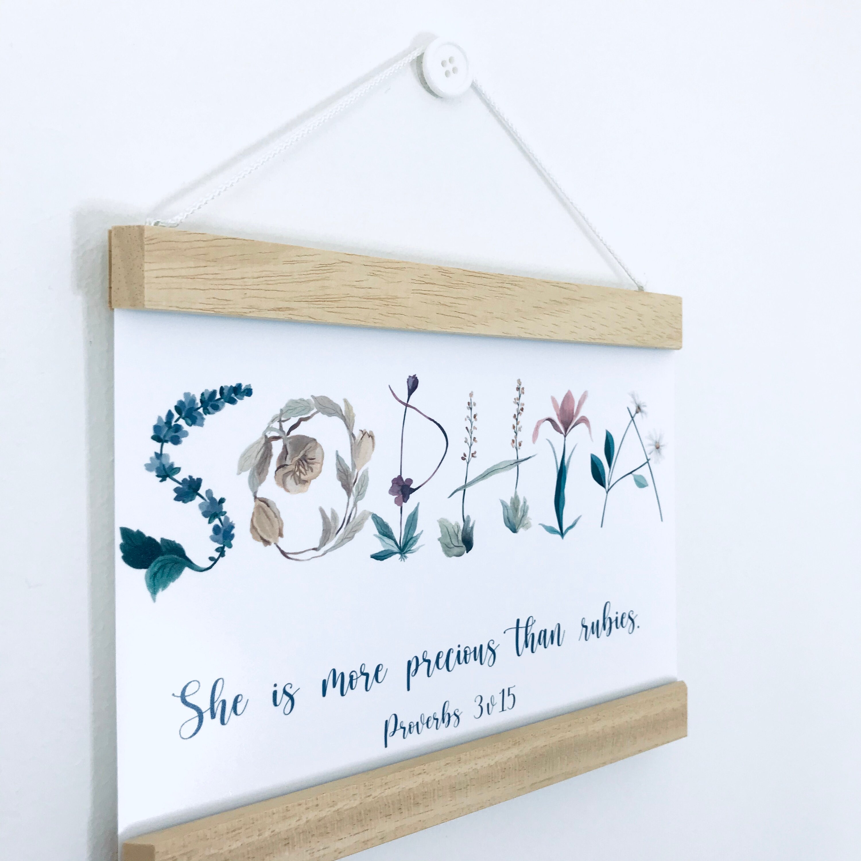 Bible Verse Name Print Floral Christian Nursery Name Print - Etsy UK