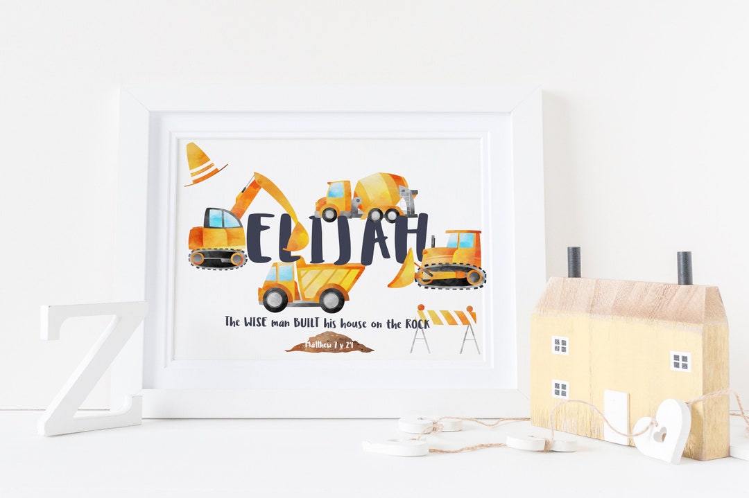 Custom Digger Name Print Personalised Bible Verse Name Print Nursery ...