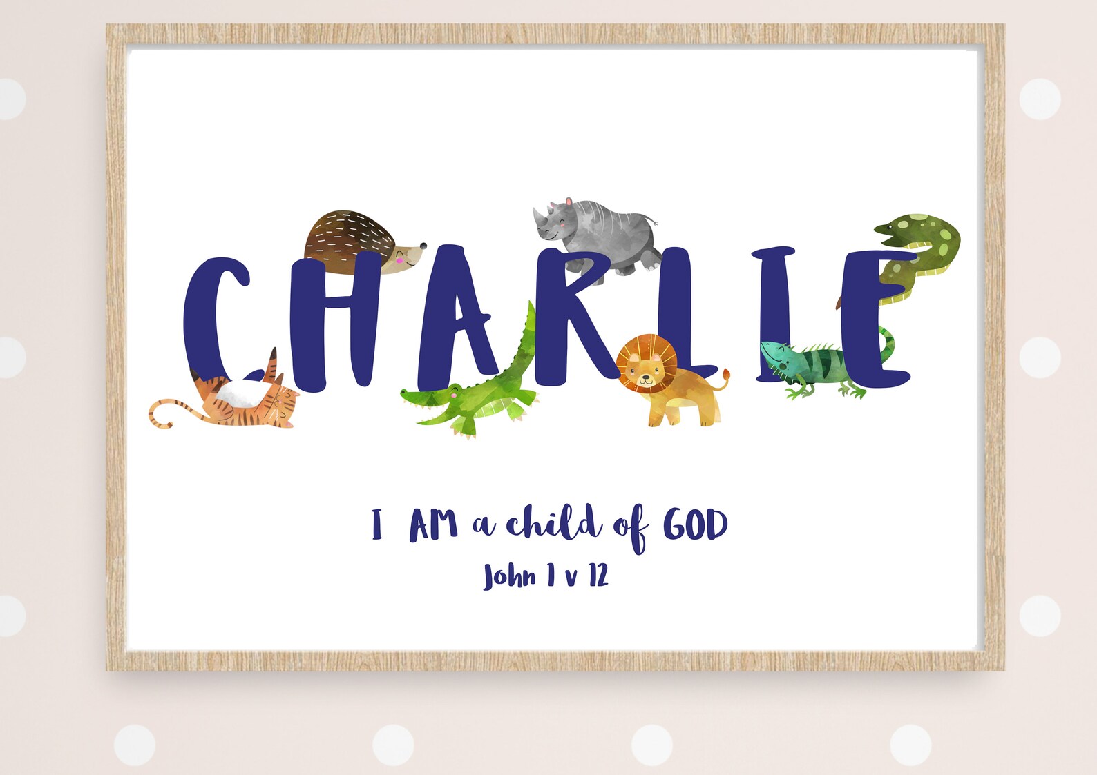 Personalised Bible Verse Name Print Christian Nursery Name | Etsy