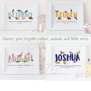 Personalised Bible Verse Name Print, Christian Nursery Name Art ...