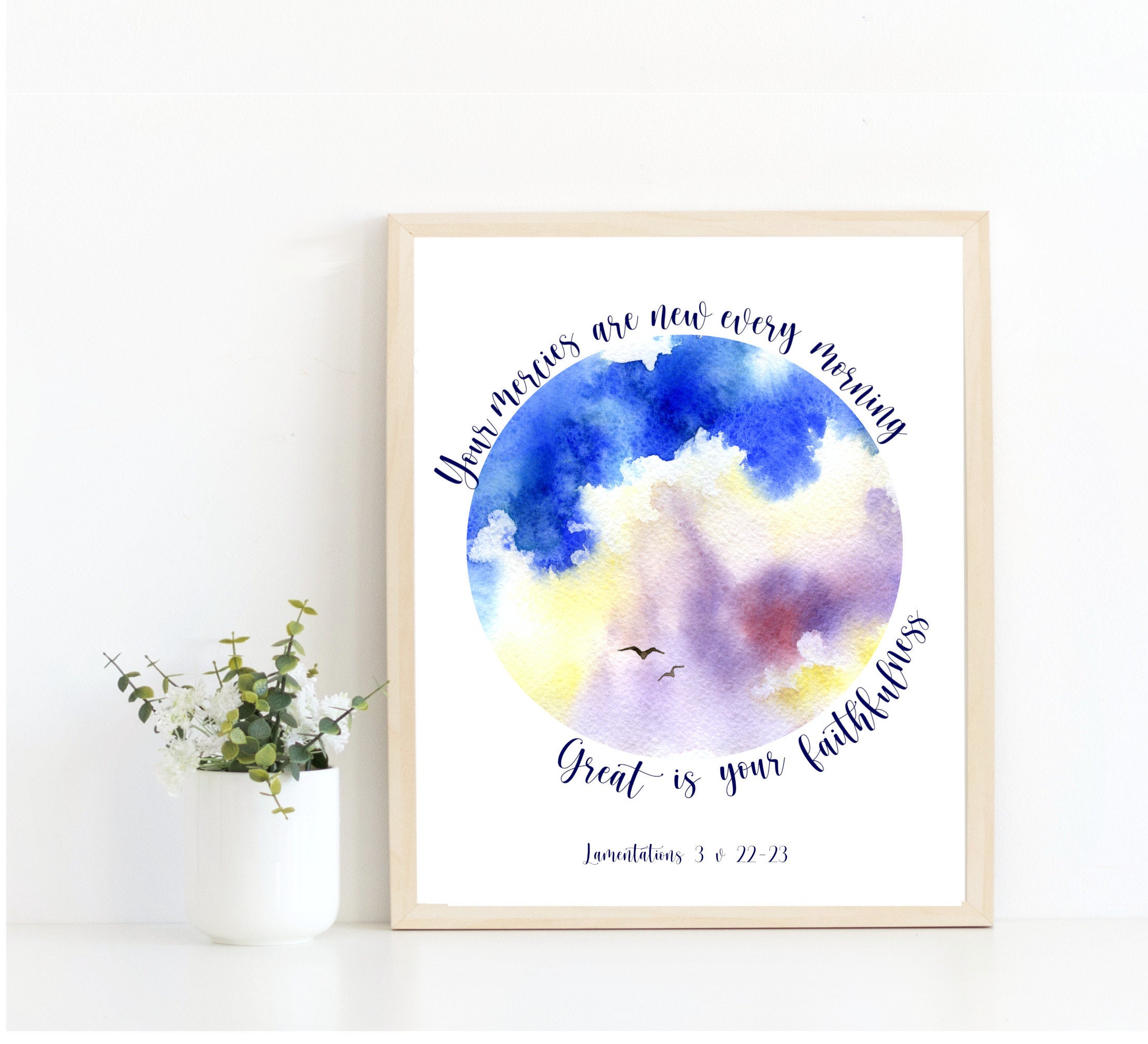 Watercolour Christian Wall Art, Bible Verse Print, Christian Decor ...