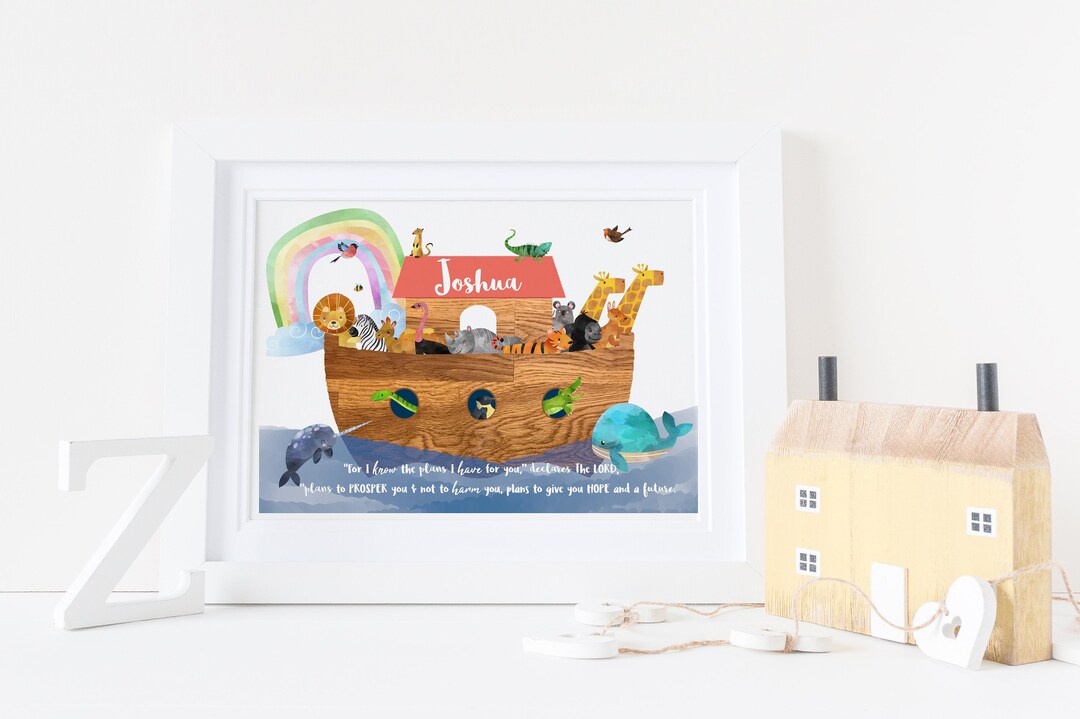Custom Noah's Ark Print | Personalised Noah's Ark Nursery Decor | Noah ...