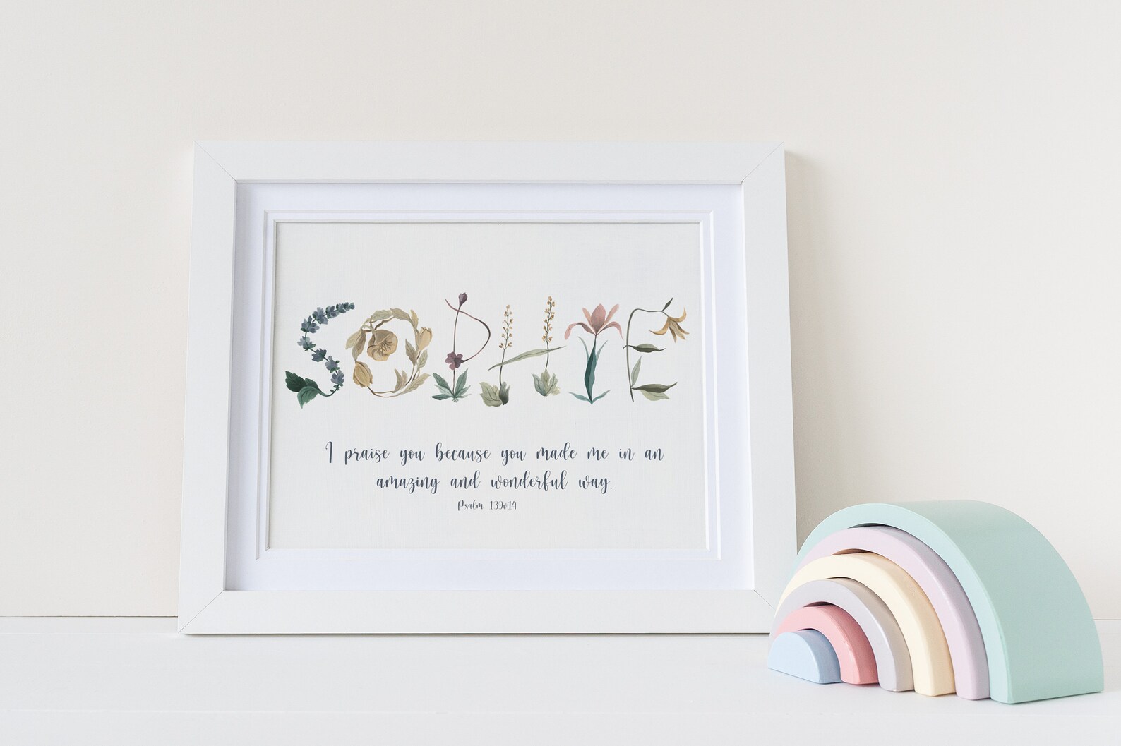 Bible Verse Name Print Floral Christian Nursery Name Print - Etsy UK