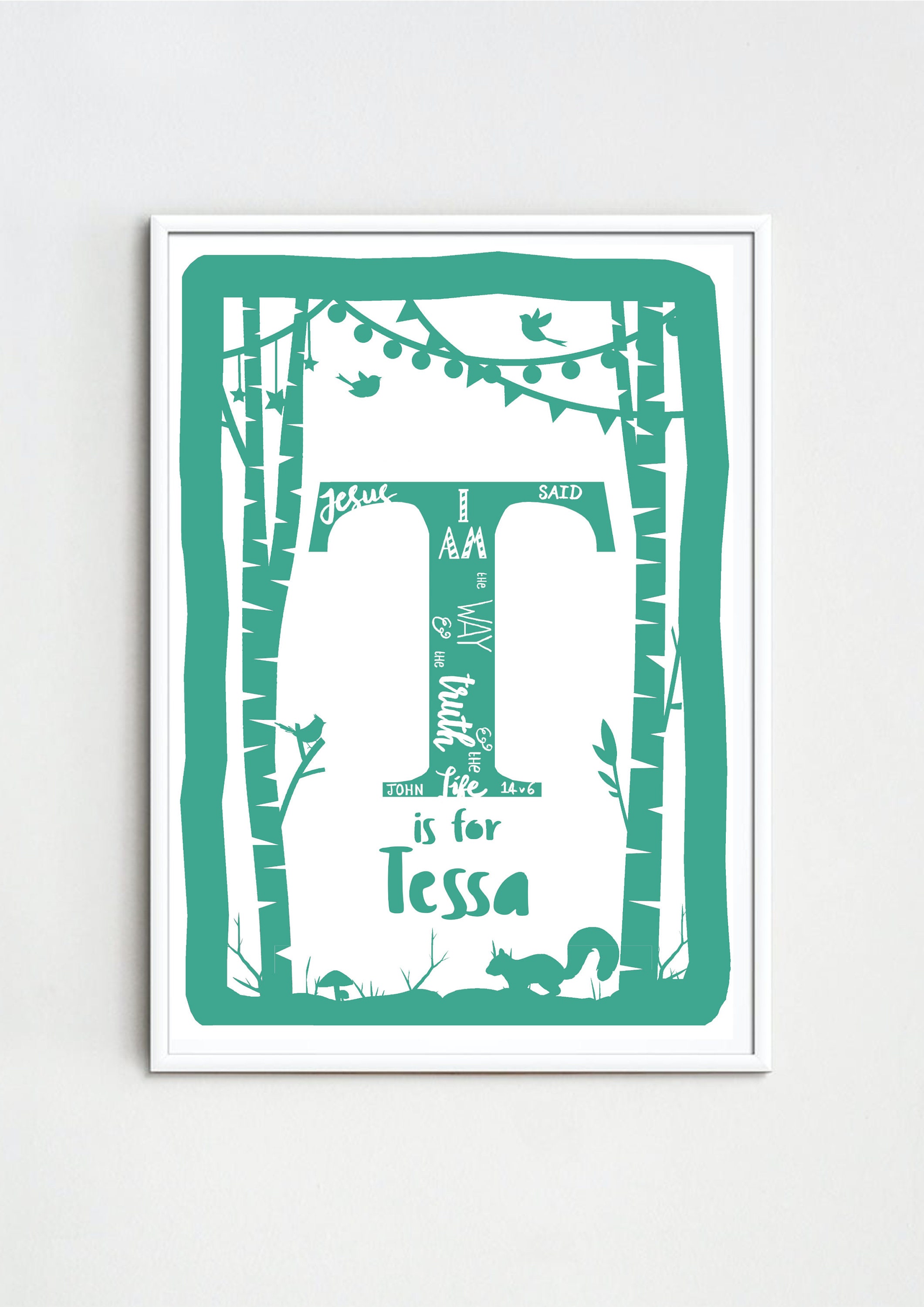 Paper Cut Style Print Nursery Name print Initial print Folk | Etsy