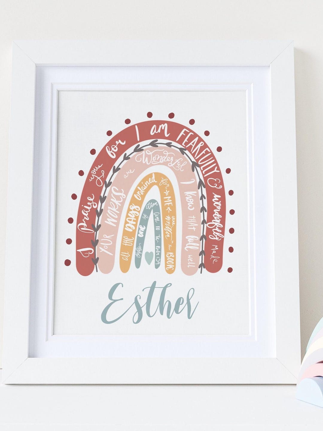 Bible Verse Rainbow Nursery Print, Christian Rainbow Wall Decor ...