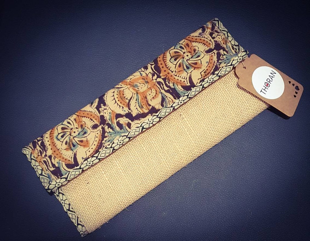 Jute Clutch Wallets for Ladies, Kalamkari Cotton Patch Work, Eco ...
