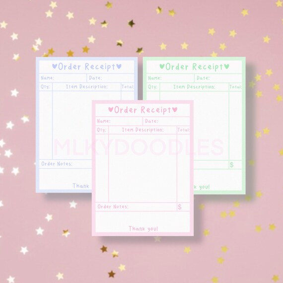 3 X 4 Cute Order Receipts Cards Small Business Supplies | Etsy
