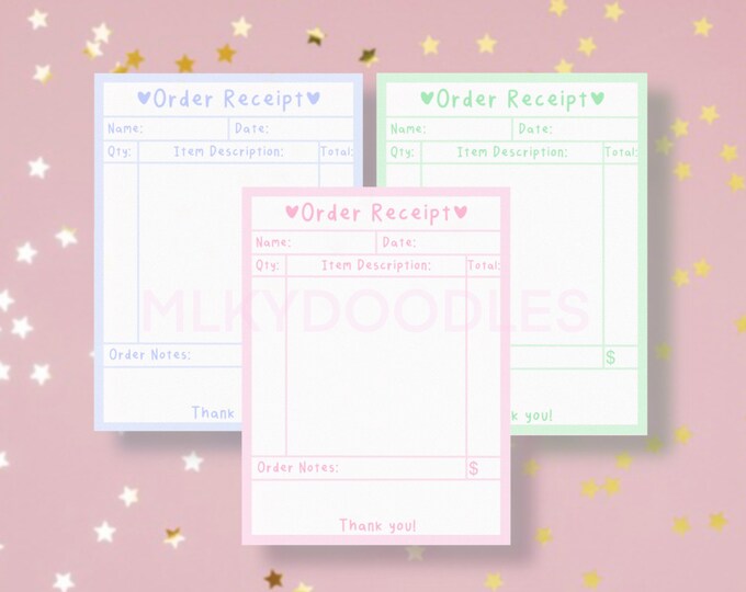3” X 4” Cute Order Receipts Cards | Small Business Supplies, Invoice ...