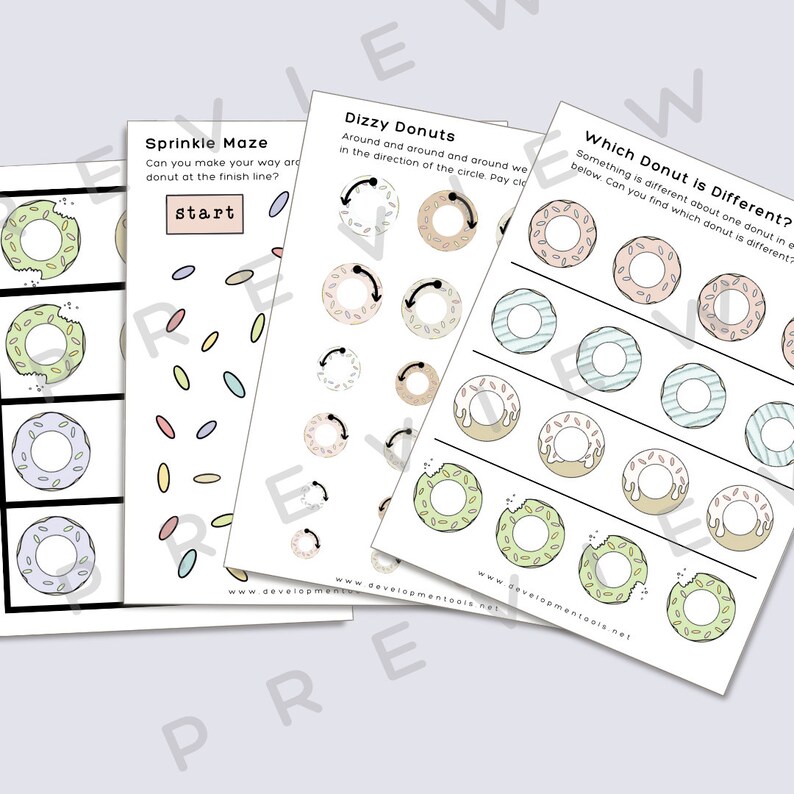 Donut Doodles Activity Packet Preschool Worksheet - Etsy