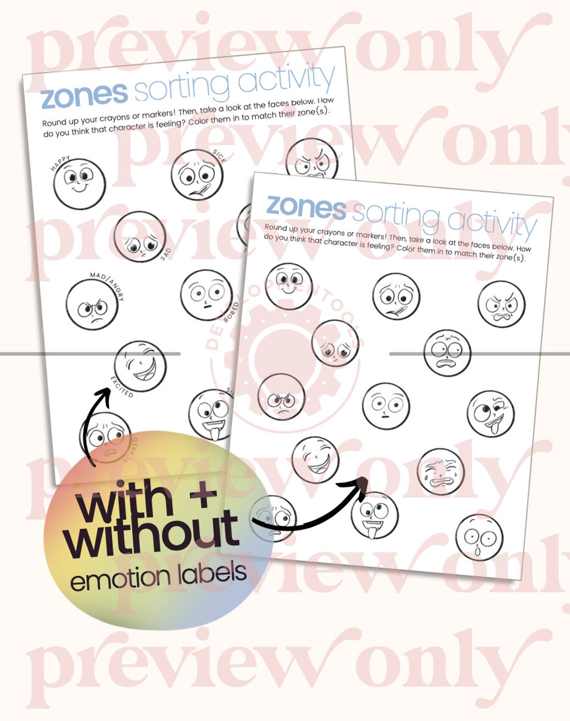 Zones of Regulation Inspired No-prep Sorting Activity | Self Regulation ...