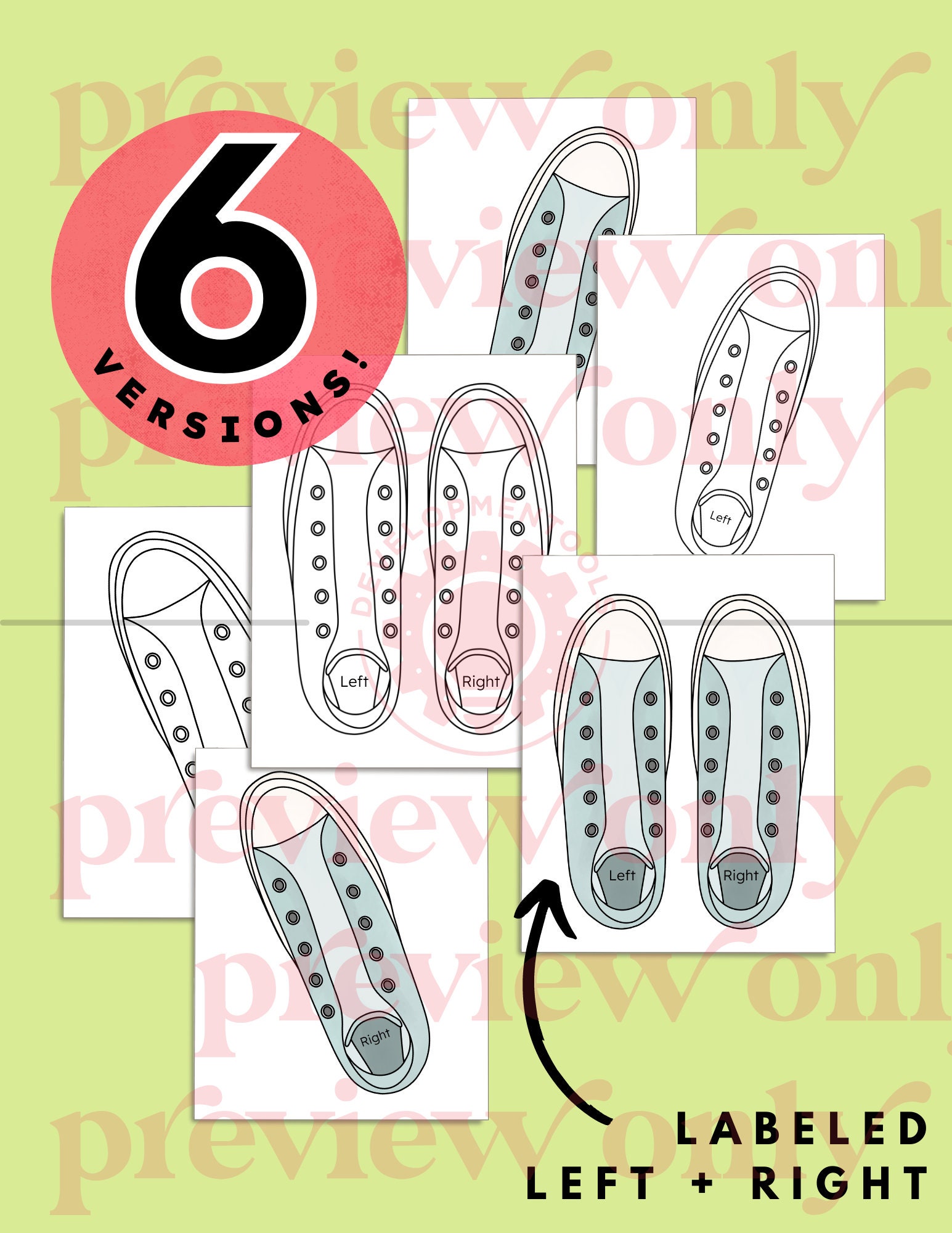 Life Skills ADL Printable Shoe Tying Practice Template: 6 Versions ...