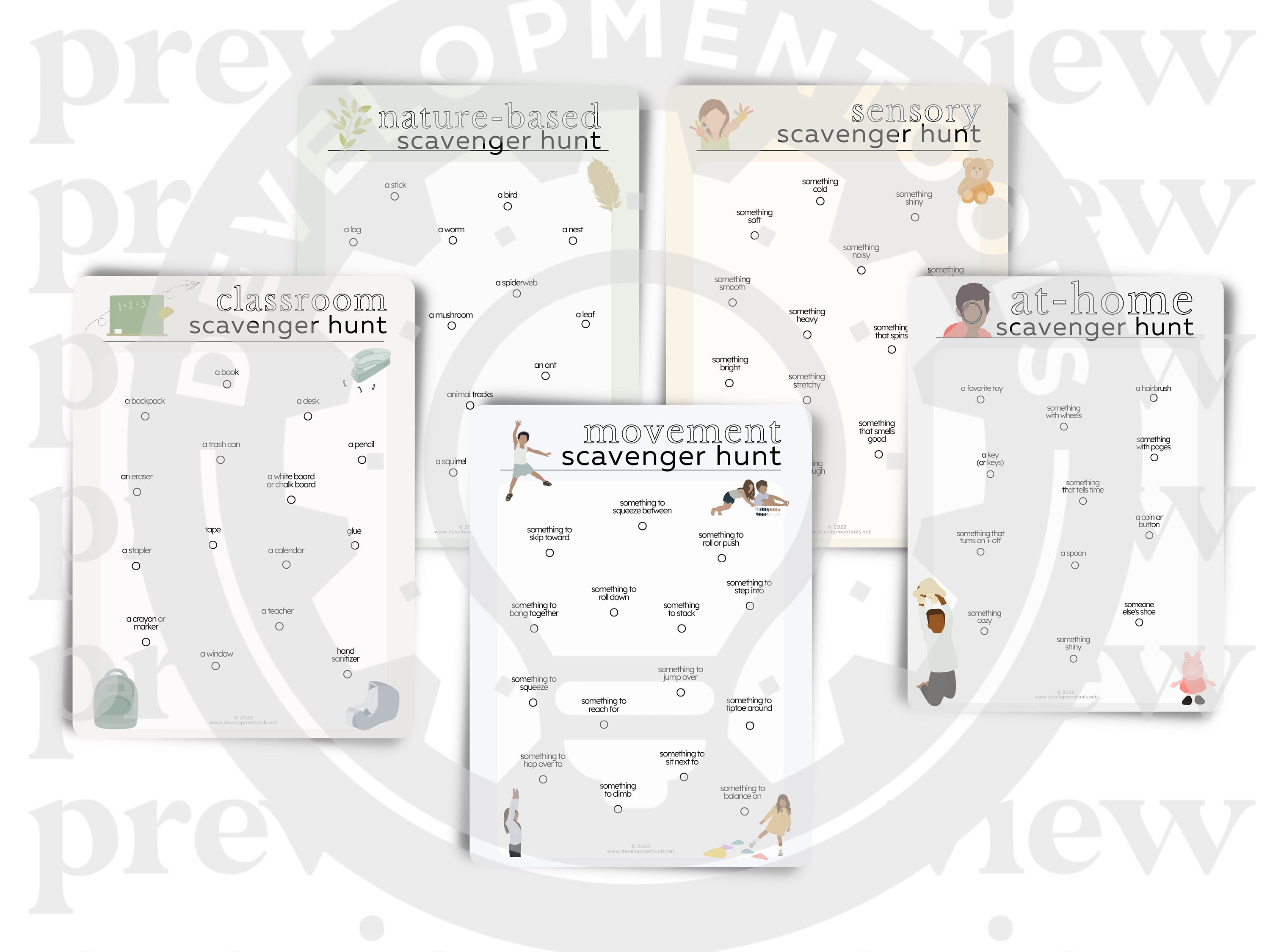 Teacher Resource | 5 No-prep Scavenger Hunts | Home, School, Sensory ...