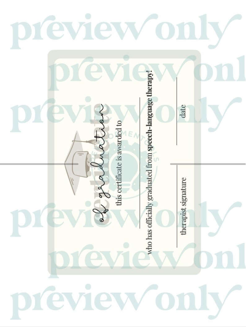 Speech Therapy Resource | Therapy Graduation Certificate for School ...