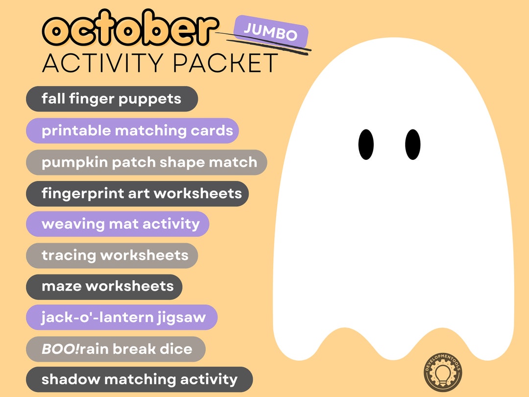 HUGE October Activity Packet | Brain Breaks, Mazes, Puppets, Worksheets ...