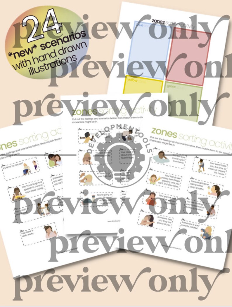 Zones of Regulation Inspired No-prep Sorting Activity Ver. 2 Self ...