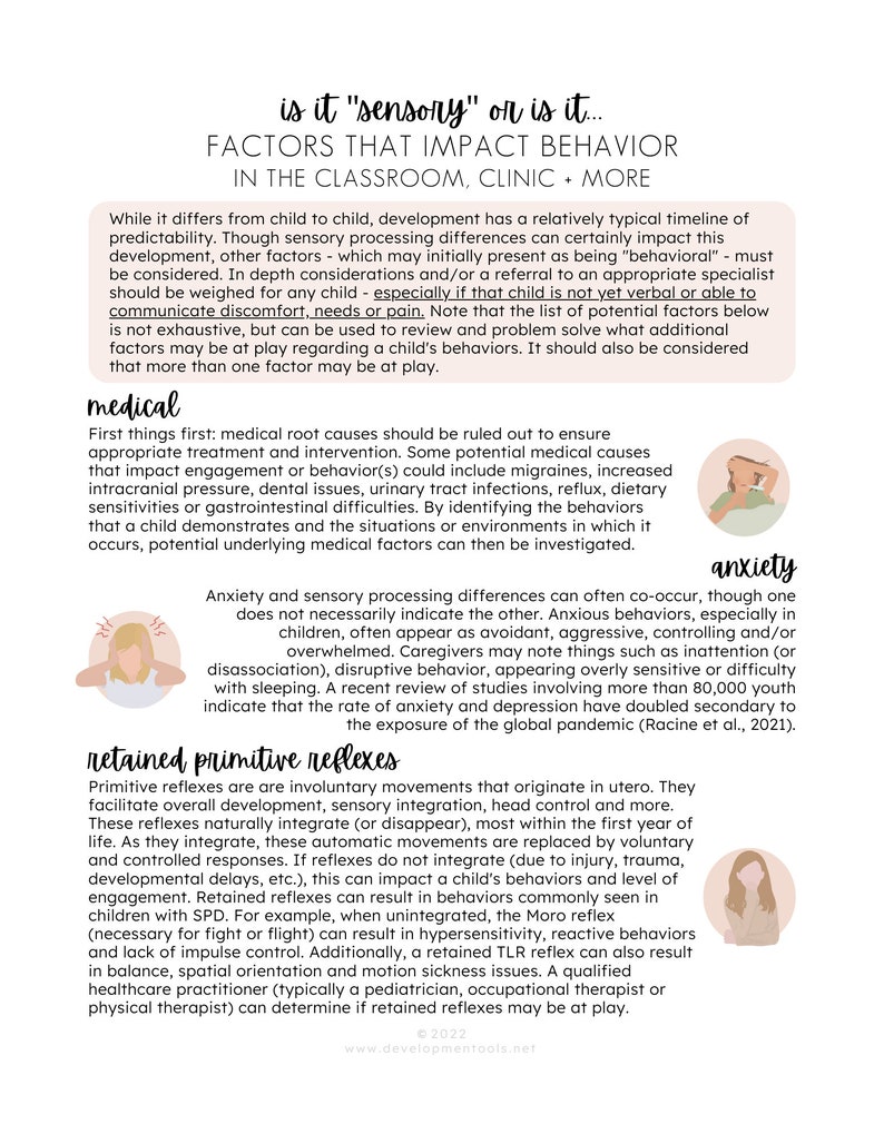 Child Behavior Handout | Sensory & Trauma Factors (digital Download) - Etsy
