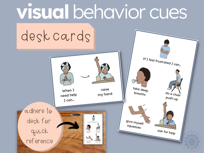 Visual Behavior Cues Desk Cards | Classroom Desk Visual | Classroom ...