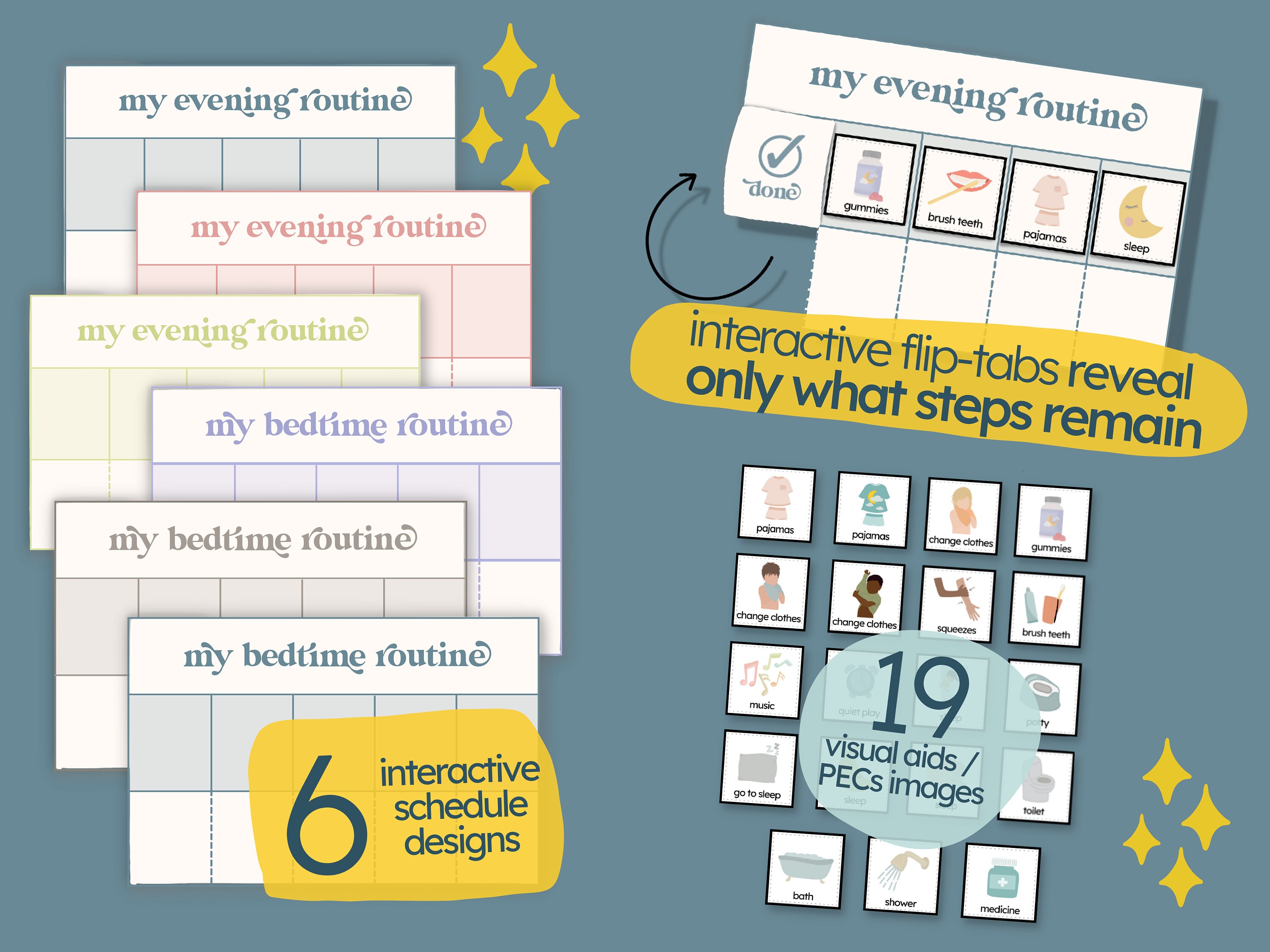 Instant Download | Bedtime, Sleep + Evening Routine Visual Schedule ...
