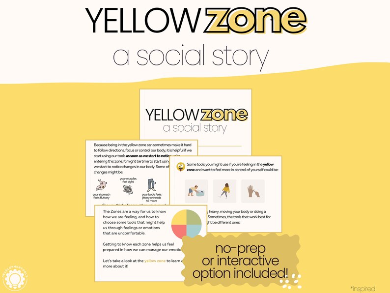 Zones for Self Regulation Inspired Social Story the Yellow Zone ...