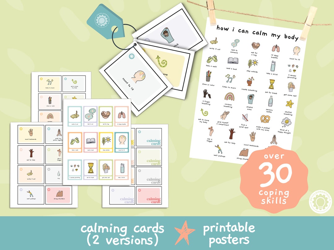 SEL Calming Cards: 30+ Coping Skills, 2 Versions + Printable Poster ...