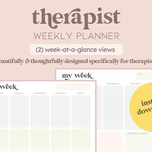 Instant Download Therapist Weekly Planner Occupational - Etsy