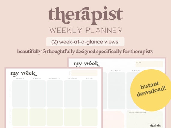 Instant Download Therapist Weekly Planner Occupational | Etsy