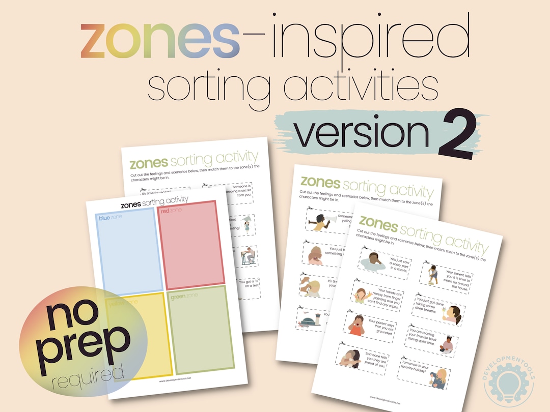 Zones of Regulation Inspired No-prep Sorting Activity Ver. 2 | Self ...