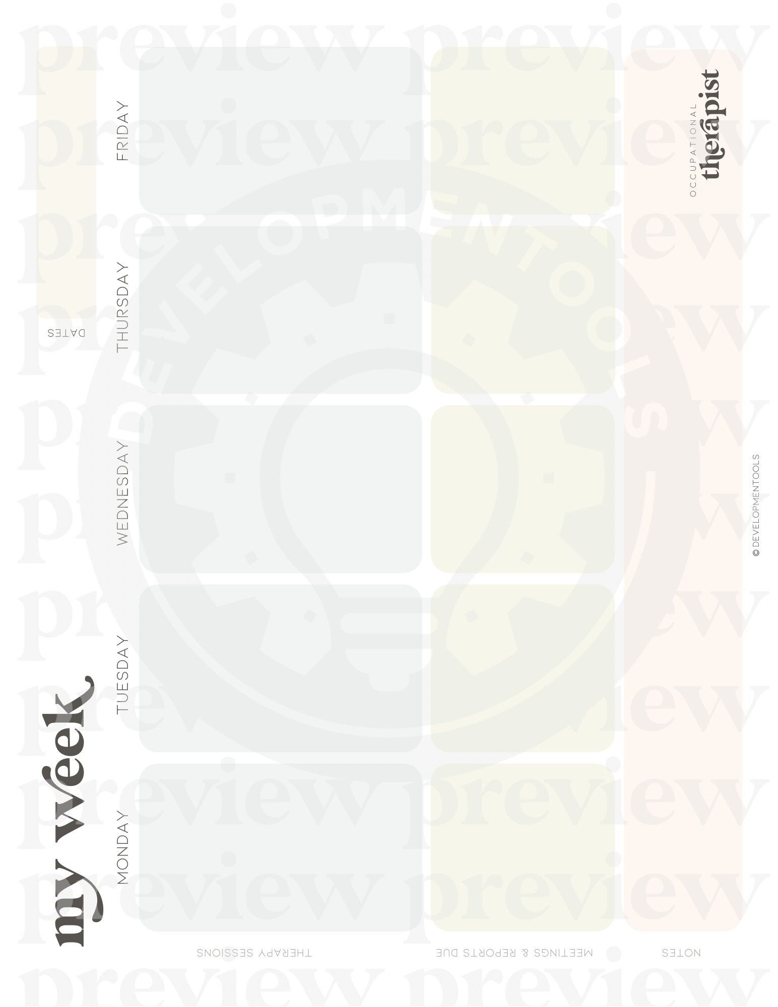 Instant Download Therapist Weekly Planner Occupational | Etsy