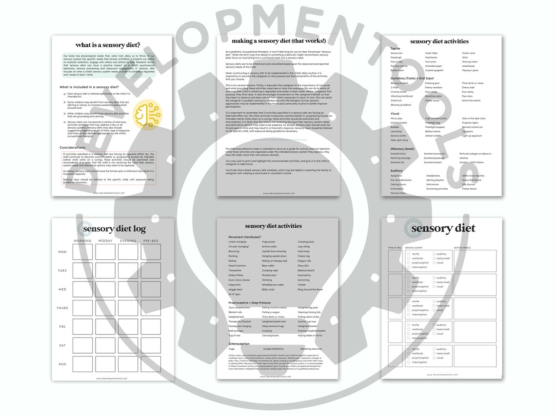 Sensory Diet Resource Packet | Occupational Therapy | Special Education ...