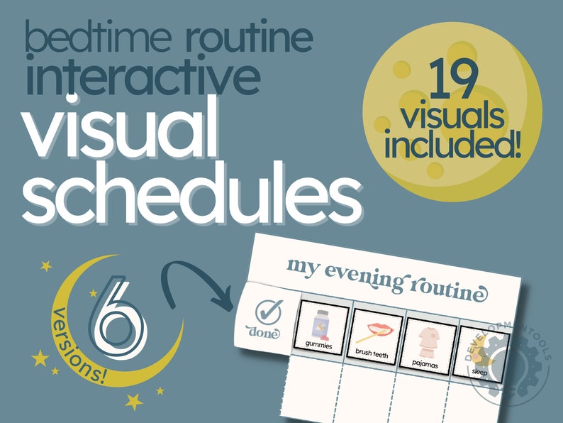 Bedtime Routine Visual Schedule | Evening Checklist (digital Download ...