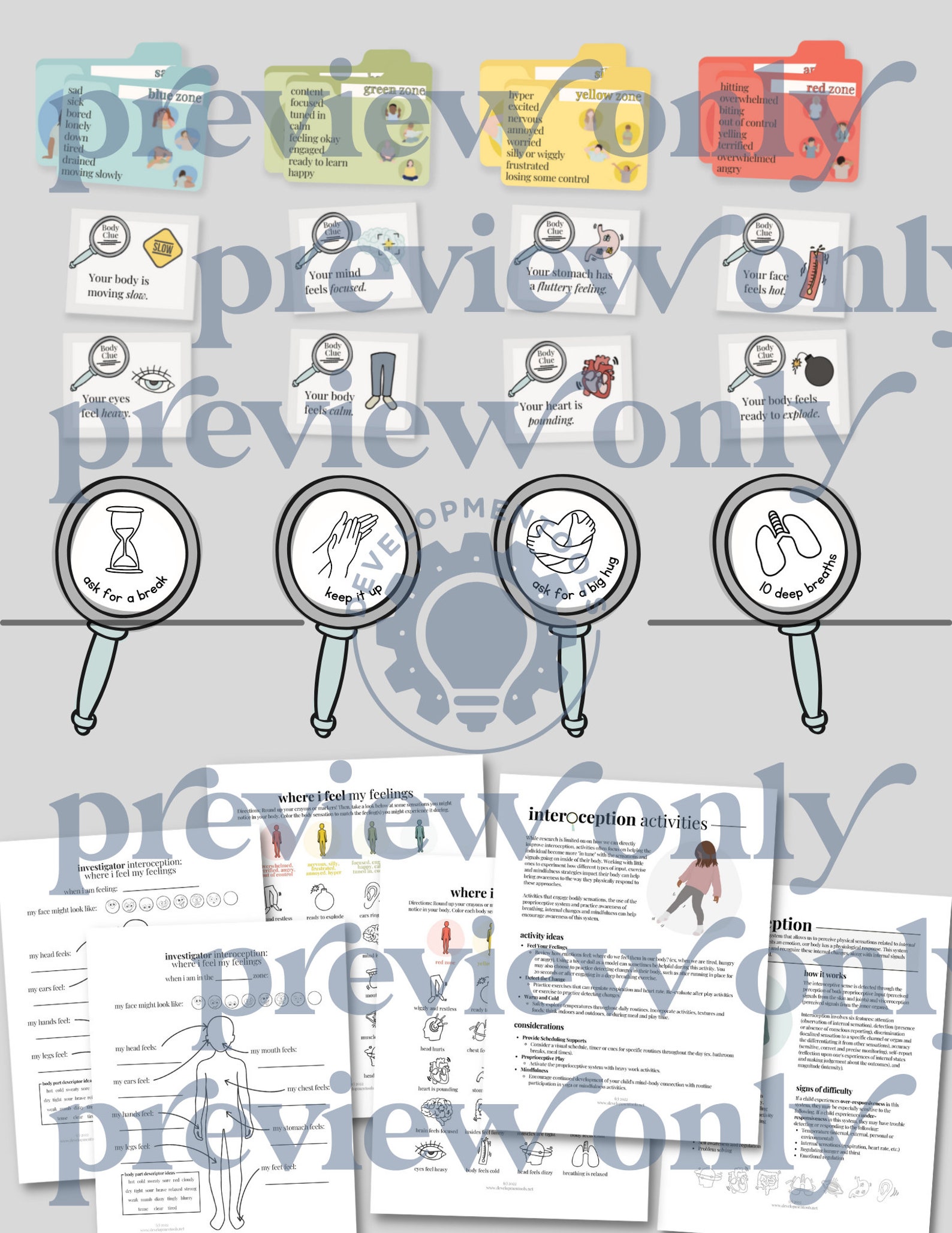 Interoception + Regulation Activities: Zones Compatible, No Prep ...
