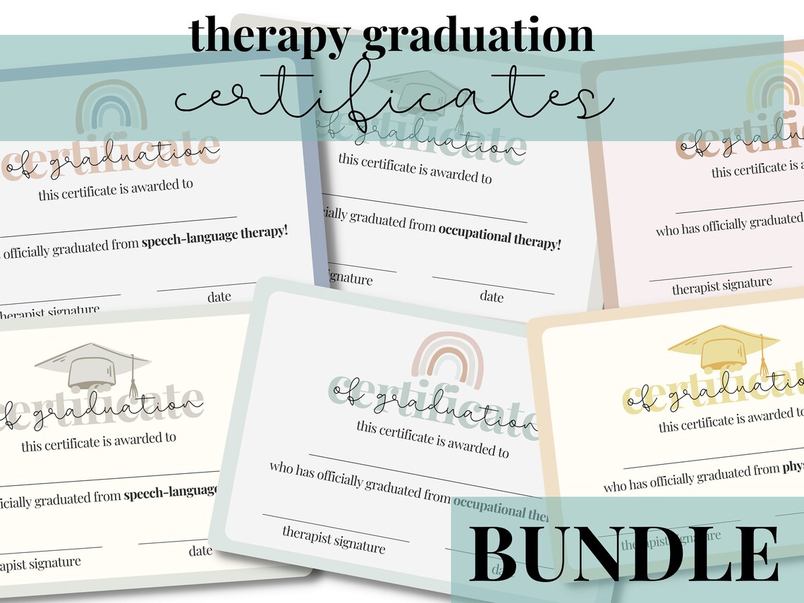 Bundle: OT, ST, PT Therapy Graduation Certificates for School or Clinic ...