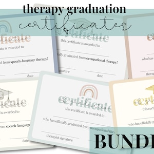 Bundle: OT, ST, PT Therapy Graduation Certificates for School or Clinic ...