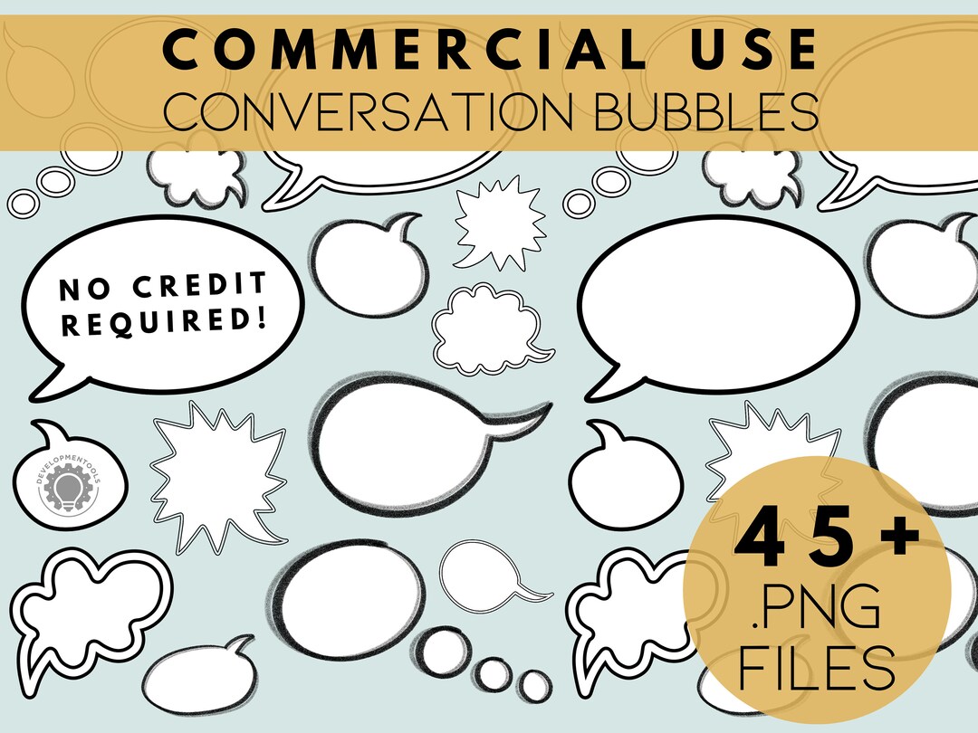 COMMERCIAL USE | Clipart Doodle Pack | 45+ Speech and Thought Bubbles ...