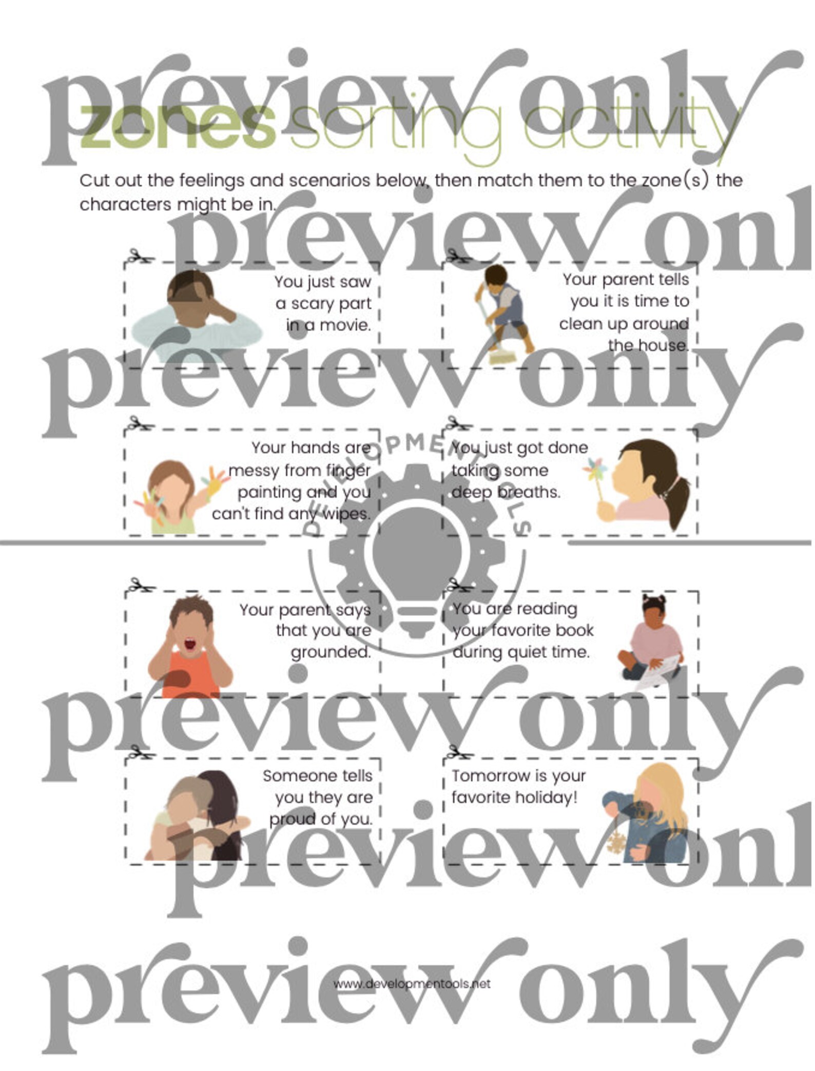Zones of Regulation Inspired No-prep Sorting Activity Ver. 2 Self ...