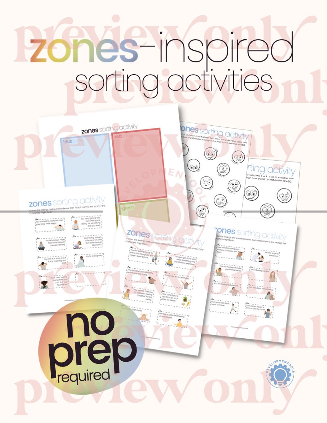 Zones of Regulation Inspired No-prep Sorting Activity Self - Etsy