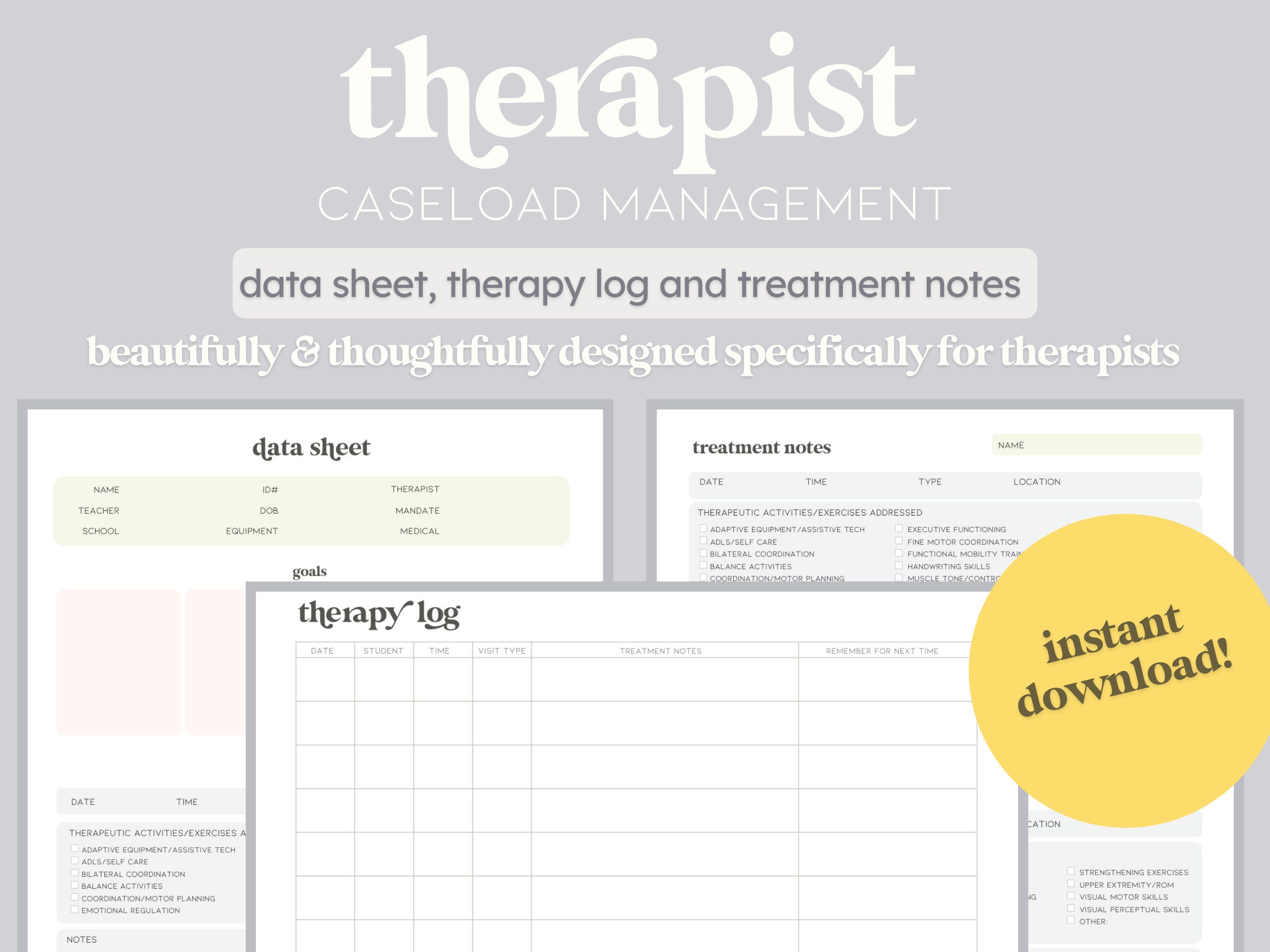 Good Notes Instant Download OT Caseload Management Occupational ...