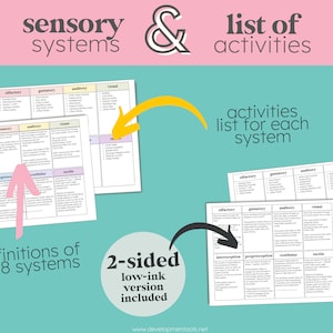 Sensory Simplified Informational Handout With Definitions Activities ...