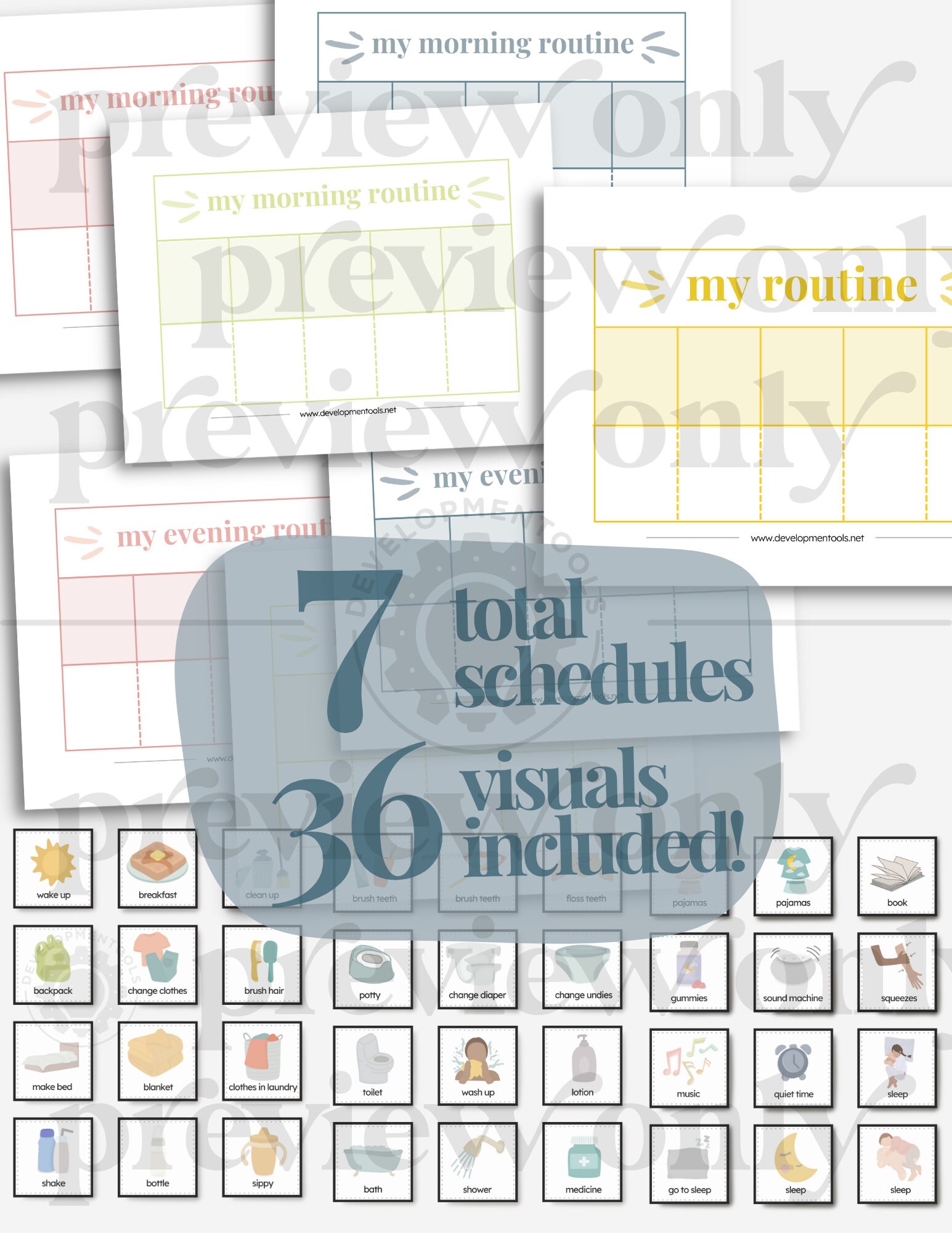 Morning and Evening Routines Visual Schedules | Occupational Therapy ...