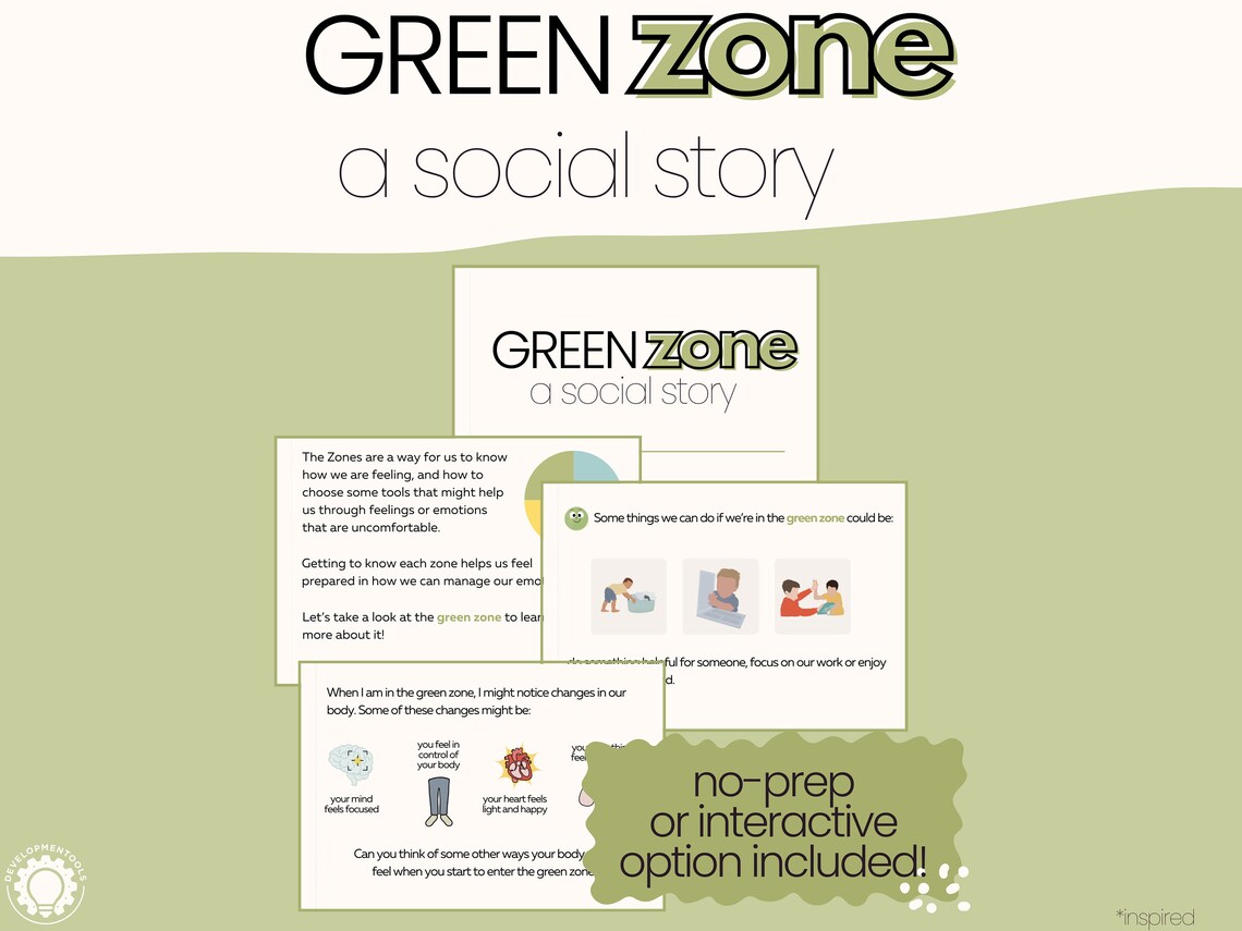 Zones for Self Regulation Inspired Social Story | the Green Zone ...