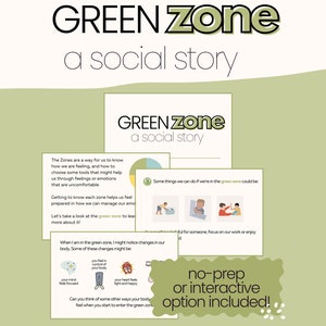 Zones for Self Regulation Inspired Social Story | the Green Zone ...