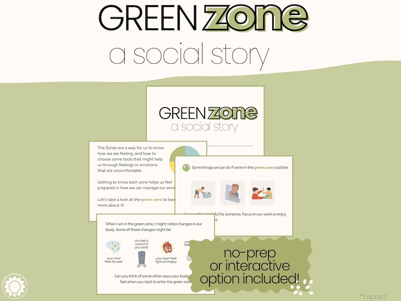 Zones for Self Regulation Inspired Social Story | the Green Zone ...