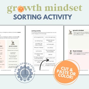 Growth Mindset Sorting Activity | Printable SEL Worksheet ...