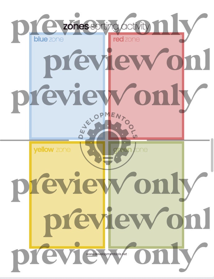 Zones of Regulation Inspired No-prep Sorting Activity Ver. 2 Self ...