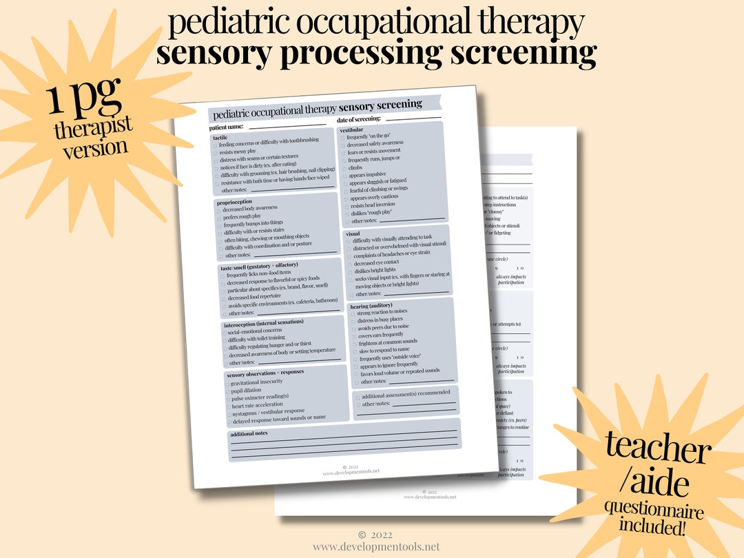 Sensory Screening: Therapists and Teacher Questionnaire | Occupational ...