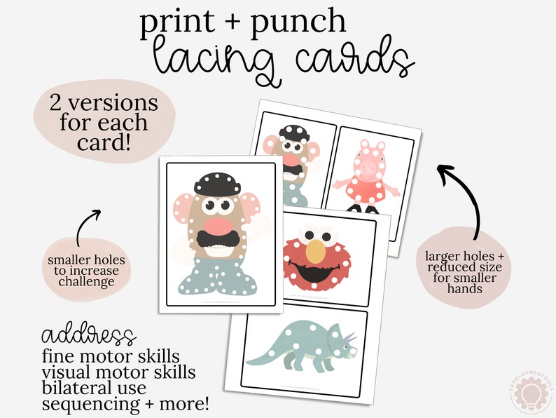 Printable Lacing Cards | Visual Motor Skills | Toddler Fine Motor ...