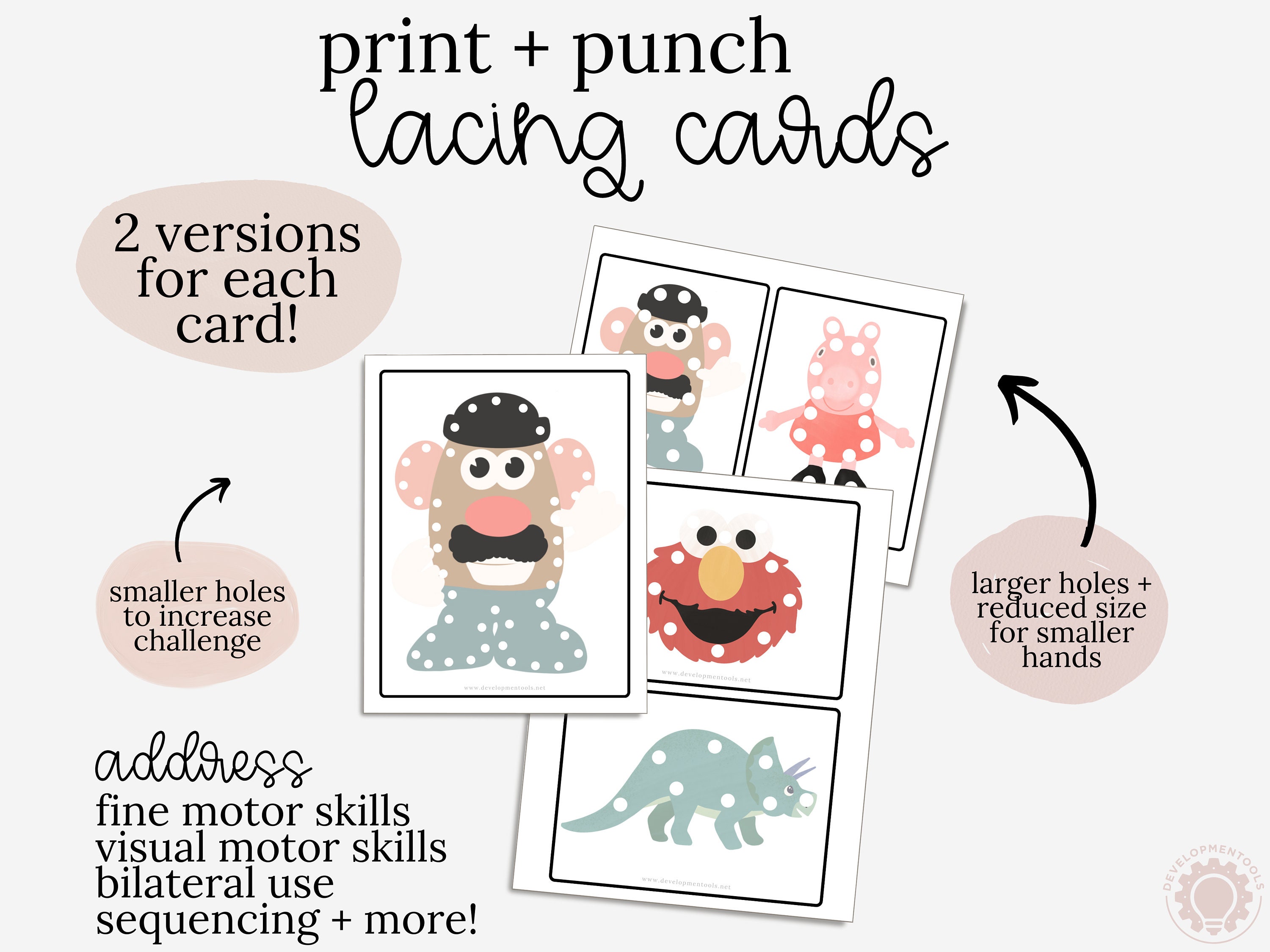 Printable Lacing Cards | Visual Motor Skills | Toddler Fine Motor ...