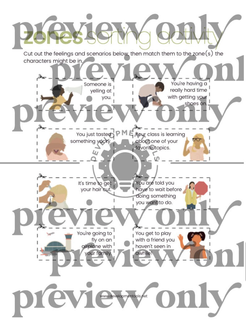 Zones of Regulation Inspired No-prep Sorting Activity Ver. 2 Self ...