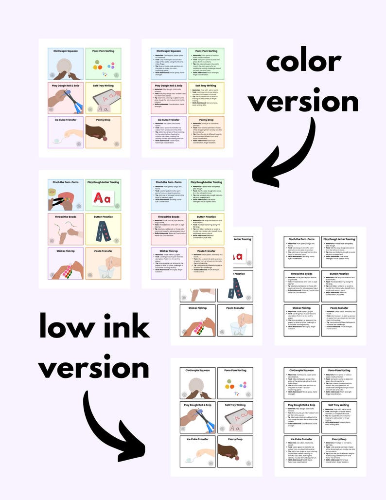 Printable Multisensory Fine Motor Activity Cards With Visuals ...