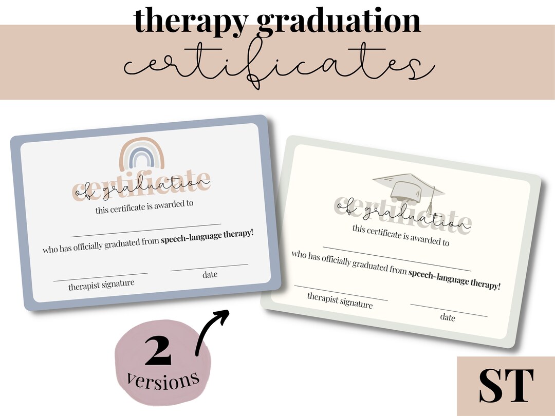 Speech Therapy Resource | Therapy Graduation Certificate for School ...